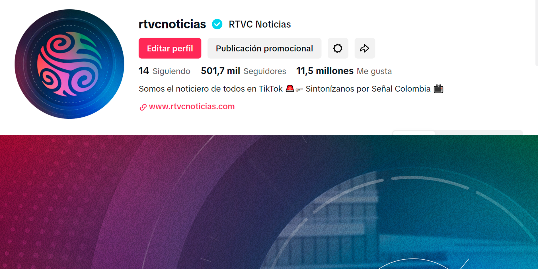 RTVC Noticias llegó al medio millón de seguidores en TikTok
